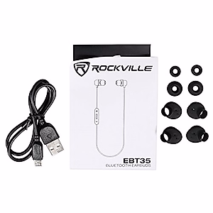 Rockville EBT35 Gunmetal Magnetic Bluetooth Earbuds in-Ear Sport Headphones/IPX5