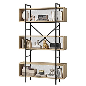 IDEALHOUSE 6 Tier Bookshelf with Storage, 71.3 Inch Tall Industrial Book Shelf with Open Display Bookshelves, 6 Shelf Bookcase with Metal Frame for Living Room, Bedroom and Home Office-Burlywood