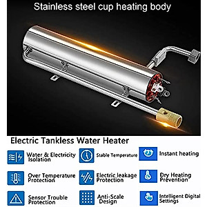 LJRUN Instant Electric Water Heater 240V, 6kW Tankless Water Heater for Kitchen Bathroom with Self Modulating Technology. (Black)