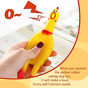 Zddaoole 20 Pcs Rubber Chicken,Screaming Chicken,Squeeze Chicken,Yellow Rubber Squawking Dog Toys,Prank Novelty Noise Toy