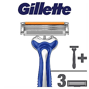 Gillette Sensor Excel Men's Razor + 3 Razor Blade Refills, Self-Adjusting Twin Razor Blades, Fit All Gillette Sensor Razors