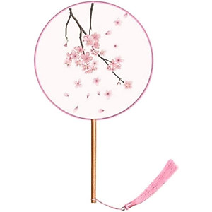 Paper Fan Folding Fan Chinese Fan 2Pieces Hand Fan Folded Ancient Chinese Style Hanfu Cheongsam Costume Embroidery Small Round Fan Folding Hand Fan Japanese Fan (Color : 2pieces-c, Size : Fan diamet