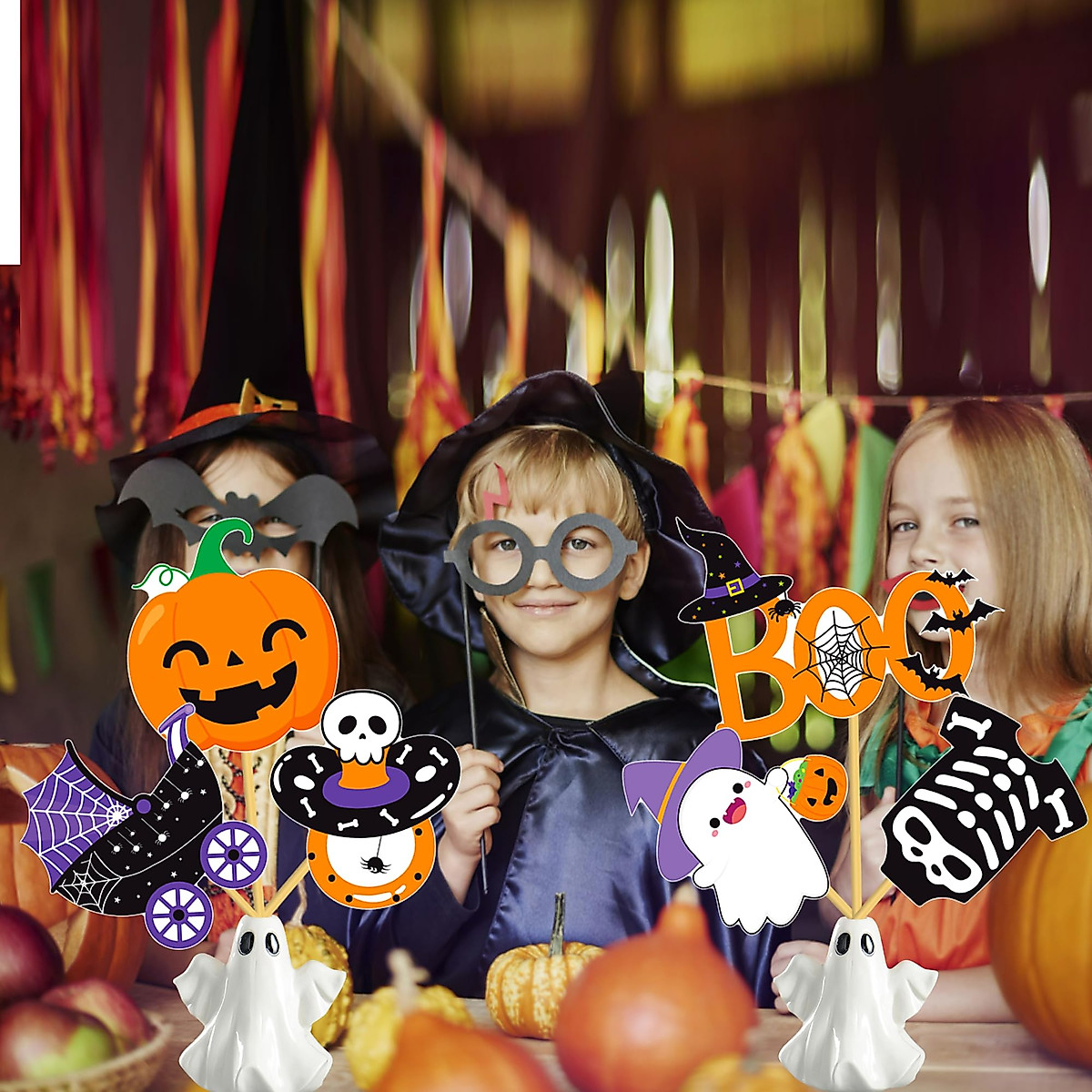 A Baby is Brewing Halloween Centerpiece Sticks 17Pcs Halloween Baby Shower Decorations Baby Brewing Little Boo Party Table Topper Decorations for Halloween Pregnancy Gender Reveal Party Supplies