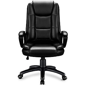 OFIKA Home Office Chair, Big and Tall Chair Heavy Duty Design, Ergonomic High Back Cushion Lumbar Back Support, 400LBS Computer Desk Chair, Adjustable Executive Leather Chair with Armrest (Black)