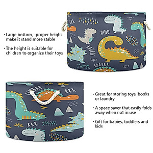 ALAZA Large Round Storage Basket,Dinosaurs PatternToy Basket Nursery Bins & Boxes Laundry Hamper for Bathroom/Bedroom/Home Decor