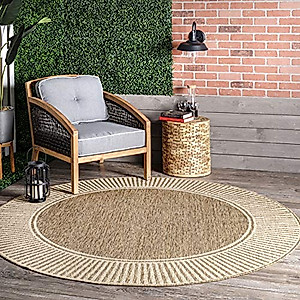 nuLOOM Asha Simple Border Indoor/Outdoor Area Rug, 5' x 8', Light Brown