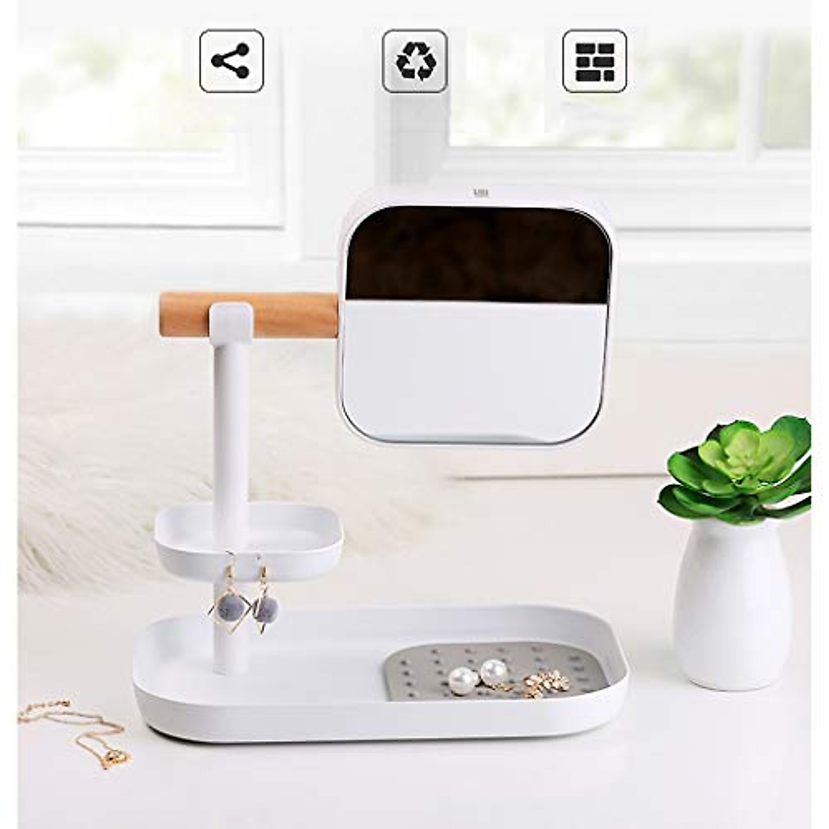 COTCLO Makeup Mirror-Ideas in Life Make up Mirrored Jewelry Cabinet Mini Table Tilting Jewelry Organizer/a