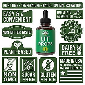 Urinary Tract Health UTI Herbal Treatment For Women. Vegan Kosher Bladder Relief Liquid Supplement Drop with Wild Harvested Uva Ursi Leaf, Organic Nettle Leaf & Dandelion Root, Juniper, Horsetail Herb