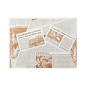 Restaurantware Gastronomia 15 x 11 Inch Deli Papers, 200 Newsprint Sandwich Wrapping Papers - Greaseproof, Microwave-Safe, Sepia-Tinted Paper Food Basket Liners, For Restaurants Or Barbecues