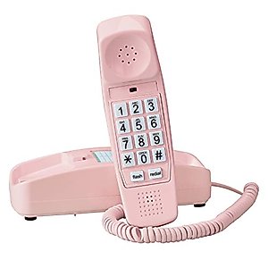Golden Eagle Trimline Corded Telephone - Design from 60s with Modern Electronics - Pink