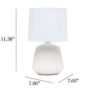 Simple Designs LT1120-OFF Petite Mini Pleated English Ceramic Base Table Lamp, Off White