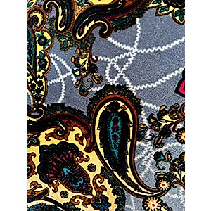 Sutton Paisley 7 Print on Polyester Stretch Velvet Fabric by The Yard for Bows, Head Wraps, Top Knots, Scrunchies, Clothes, Costumes, Crafts