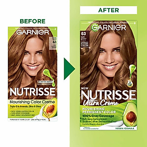 Garnier Hair Color Nutrisse Nourishing Creme, 63 Light Golden Brown (Brown Sugar) Permanent Hair Dye, 2 Count (Packaging May Vary)