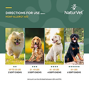 NaturVet Hemp Allergy Aid Supplement for Dogs, Hemp Seed, Antioxidants, Omegas, Dha & Epa for Healthy Skin & Respiratory Health, 60 Count