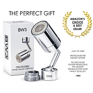 Swivel Sink Chrome Faucet Aerator for Face, Eyewash, and Gargle – 720 Degree Rotatable Sink Adapter Sprayer Attachment for Kitchen or Bathroom Male or Female Thread – Easy to Install