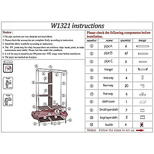 ZZBIQS Clothing Closet Wardrobe, Portable Non-Woven Fabric Garment Clothes Wardrobe Storage Organizer Shelf Rack, DIY Armoire Storage with Hanging Rod(Pink, Dots)