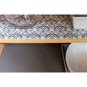Duck Smooth Top Easy Liner Shelf Liner, Top Cabinet Multipack, 6-Rolls, Each 12" Width, 10' Length, Grey Damask