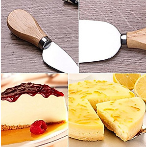 Bekith 8 Pieces Set Cheese Knives with Bamboo Wood Handle - 2 Cheese Knife, 2 Cheese Shaver, 2 Cheese Fork and 2 Cheese Spreader