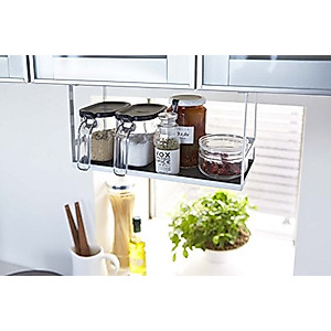 YAMAZAKI Home Under Shelf Spice Rack and Organizer for Kitchen Cabinets | Steel | Undershelf Solution, One Size, White