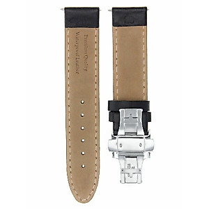 Ewatchparts 20MM SMOOTH LEATHER WATCH BAND STRAP BRACELET DEPLOYMENT CLASP COMPATIBLE WITH IWC BLACK WS