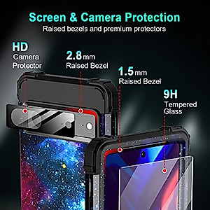 Miqala for Google Pixel 7 Case,[2 Pack Tempered Screen Protector+2 Pack Camera Lens Protector] Shiny in The Dark Three Layer Shockproof Hard Plastic +Soft Silicone Case for Google Pixel 7,Blue Sky