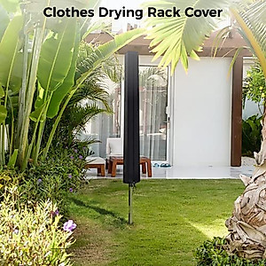 Epicover Clothes Drying Rack Cover, 210D Waterproof Protective Cover with Zipper for Outdoor Clothes Drying Rack, Drying Rack Protect, 63 x 6 x 6 inches