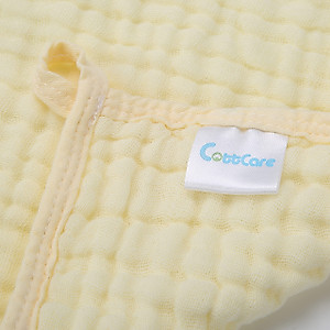 CottCare Baby Muslin Washcloths,Natural Purified Muslin Cotton Baby Wipes 6 Layer Absorbent Soft Newborn Baby Face Towel for Sensitive Skin,Baby Registry as Shower 5 Pack 10x10 inches
