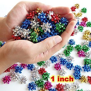 150pcs 1 Inch Gift Wrap Bow 1" Tiny Self Adhersive Mini Present Wraping Mini Bows 6 Colors Holiday Festiveal Christmas Decoration (SERSEE 1")