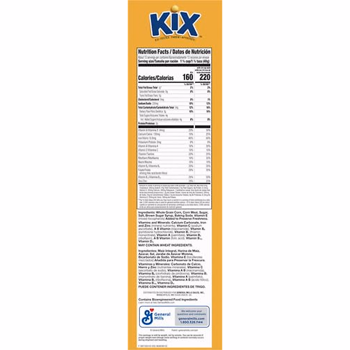 Kix Whole Grain Breakfast Cereal, Crispy Corn Cereal Puffs, Family Size, 18 oz