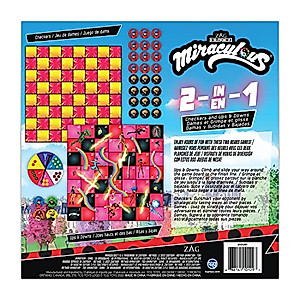 Miraculous Ladybug - 2 in 1 Game - Enjoy Hours of Fun with These 2 Board Games: Ups & Downs and Checkers! Great Birthday & Preschool Aged Gift for Boys and Girls!