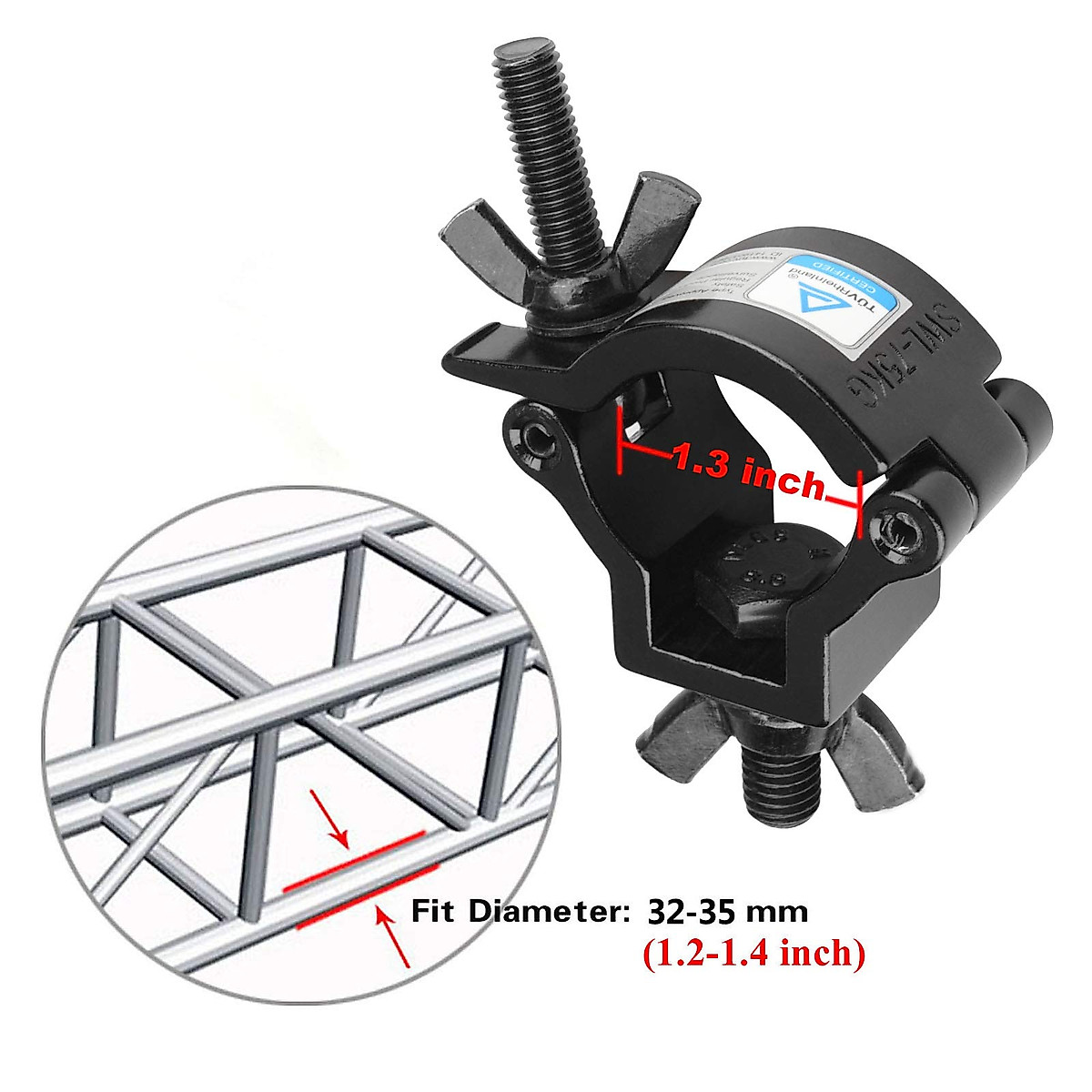 10 Pack Stage Lighting Clamp 1.26-1.38 Inch Lighting Mount Fits 32-35mm OD Pipe Duty 165lb Hook Clamp