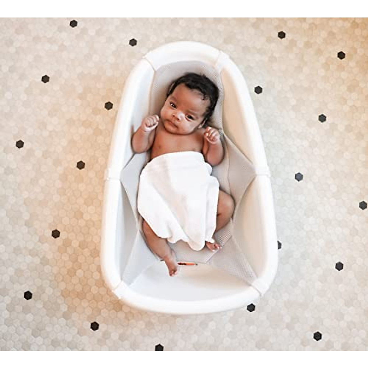 Regalo Baby Basics 3-in-1 Grow with Me Bath Tub, Adjustable As Your Baby Grows, Includes Foam Padded Air Mesh Sling, Drying Hook,