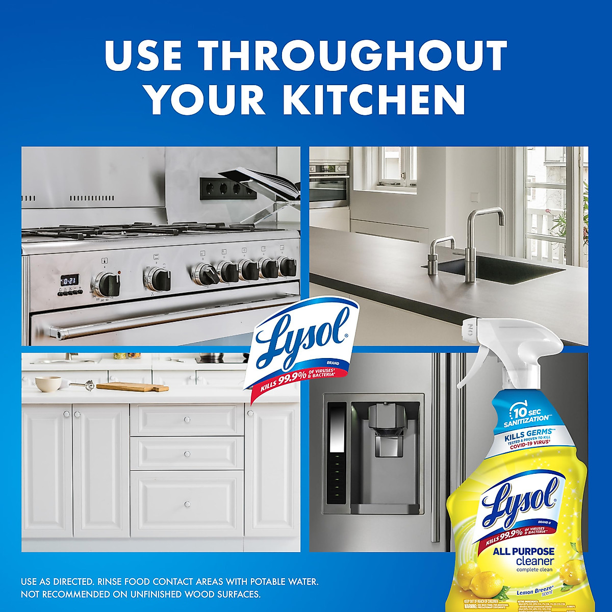 Lysol All Purpose Cleaner Spray, Multi-Purpose Disinfecting Spray, Kitchen & Bathroom Cleaner, Lemon Breeze Scent, 32 Fl Oz