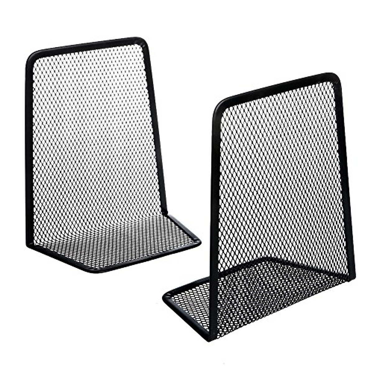 luosh 1 Pair Mesh Bookends Metal Desk Bookends Desk Organizer Desktop Office Home Book Support for Shelves