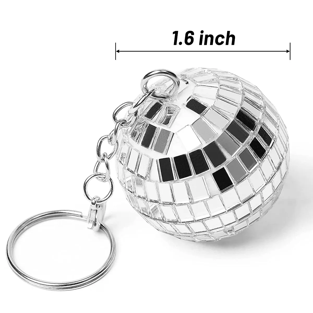 12Pcs Mirror Disco Ball Keychain Mini Disco Ball Keychains Bulk 70s Disco Keychain Silver Mirror Ball Keychain Disco Ball Accessories for Disco Party Favors Halloween Christmas Party Decorations