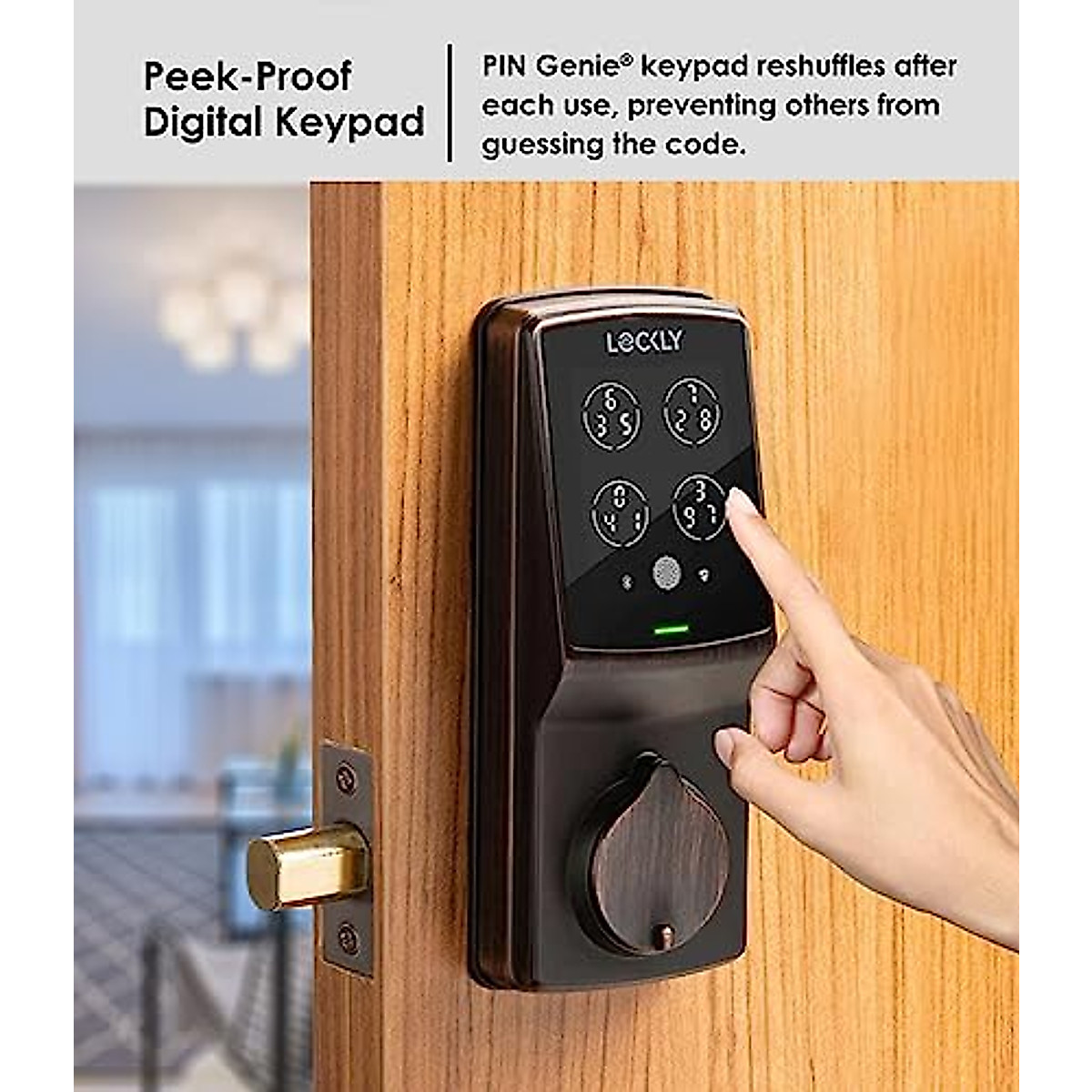 Lockly Secure Pro Deadbolt, Wi-Fi Smart Lock, Keyless Entry Door Lock, Smart Locks for Any Doors, PIN Genie® Keypad, 3D Biometric Fingerprint Sensor, Auto Lock, Rekeying Capability - Venetian Bronze