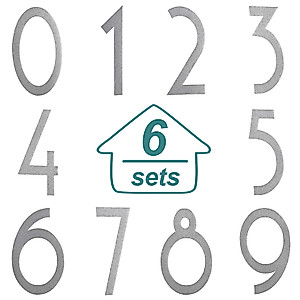 60 Pieces Mailbox Numbers Sticker Reflective Self Adhesive Vinyl Waterproof 0-9 Number DIY Decorations for Mailbox, Sign, Door, Car, Business, Address Number (Silver,3 Inches)