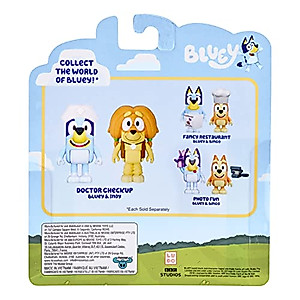 Bluey and Indy Doctors 2 Figure Playset Pack Articulated 2.5 Inch Action Figures Includes Nurses Hat Official Collectable Toy