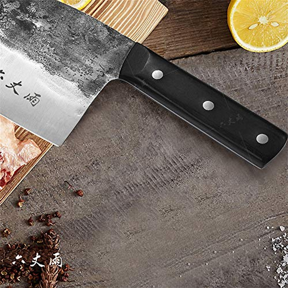 Professional Full Tang Traditional Forged Chinese Chef Knife Kitchen Knives High Manganese Steel Meat Cleaver Serbian Butcher Chopper Sharp Blade Slicer Slaughtering Knife for Family, BBQ or Camping