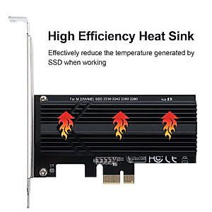 ACTIMED M.2 NVMe to PCIe Adapter, Aluminum Heat Sink, Supports 2230/2242/2260/2280 SSDs, PCIe X1 Interface, Compatible with Windows and Mac OS