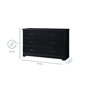 Storkcraft Brookside 6 Drawer Chest with Changing Topper and Change Pad - Black