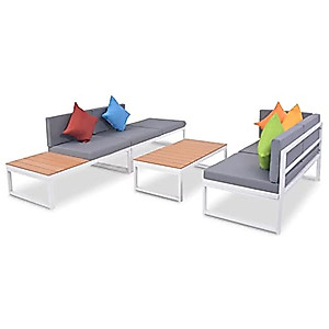 vidaXL Patio Corner Sofa Set 19 Piece Aluminum WPC Garden Outdoor Furniture