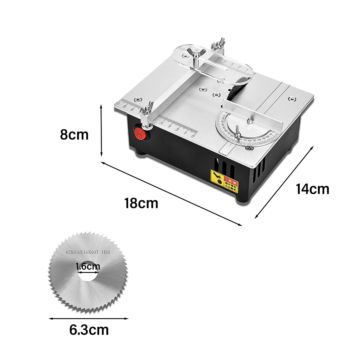 Precision Mini Electric Table Saw, DIY Hobby Handmade Woodworking Bench Cutting Machine Adjustable Cut Depth Small Desktop Saw for Miniature Wood Craft