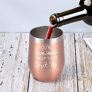 GINGPROUS You're Awesome Keep That Up Birthday Gifts Wine Tumbler for Women, 12 Oz Insulated Wine Tumbler with Saying, Inspirational Funny Gift Idea for Best Friends Girlfriend Coworker, Mint…