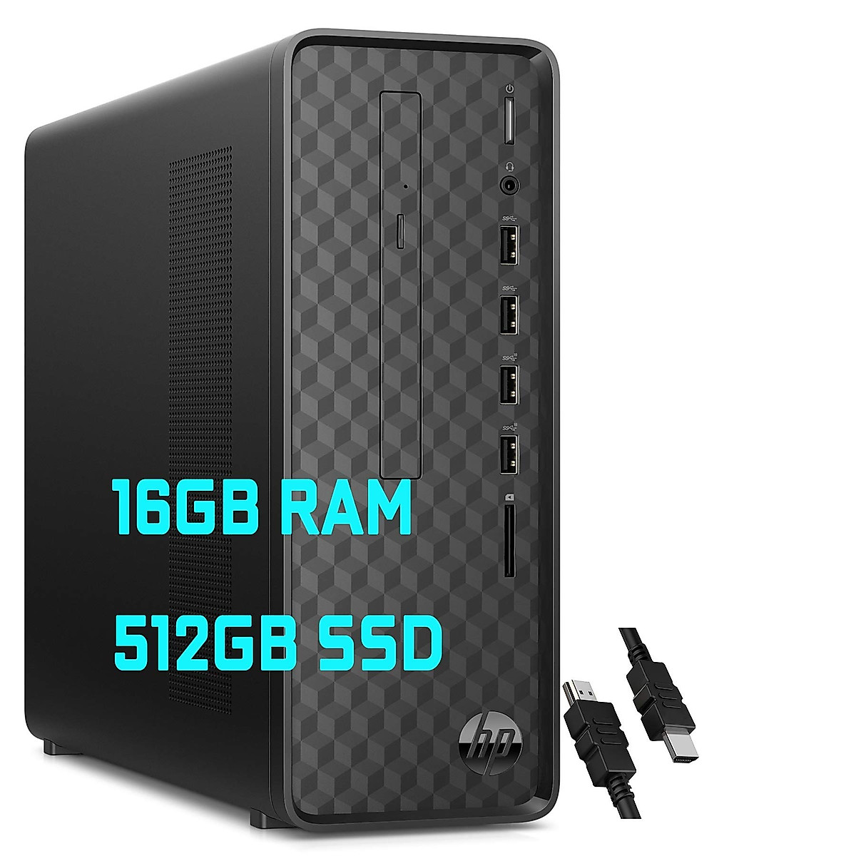 Flagship HP Slim Desktop Computer AMD Athlon Silver 3050U (Beat i3-7130u) 16GB RAM 512GB SSD AMD Radeon Graphics SuperSpeed USB-A Wifi5 Bluetooth VGA Win10 (Renewed)