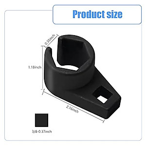ZBGUN 1 PC Side Cutout Oxygen Sensor Sleeve, 3/8 European Standard Square Slotted Design Offset Oxygen Sensor Socket, Car Disassembly Assembly Wrench, Compatible with Many Types of Vehicles (Black)
