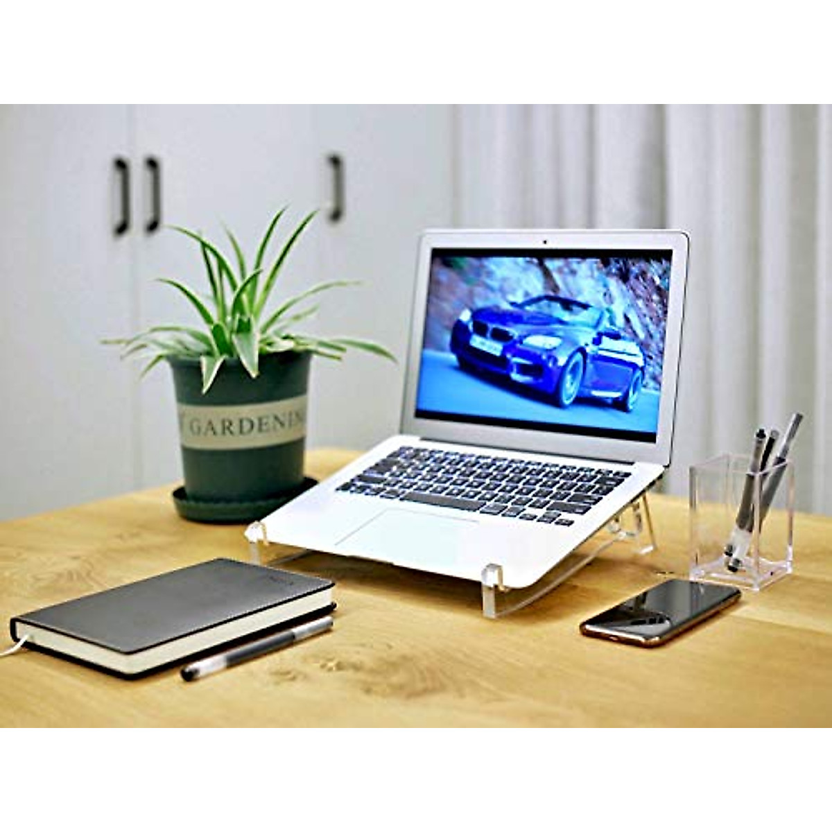 STYLEZONE Portable Acrylic Laptop Stand Detachable Laptop Raiser Laptop Cooling Support Holder Compatible with MacBook Air Mac Pro Dell Notebooks 11-17 Inch