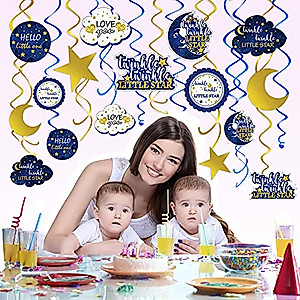 30pcs Twinkle Twinkle Little Star Baby Shower Birthday Hanging Swirls Decorations, Moon and Stars Baby Shower Birthday Party Foil Swirls Decor Supplies