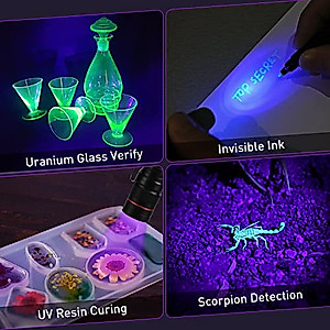 Eletorot 2 Pack UV Flashlights Black Light, 395nm Mini Handheld Blacklight Flashlight Small LED UV Lights for Resin, Portable Ultraviolet Lights for Invisible Ink Pens, Dog Cat Pet Urine Stain