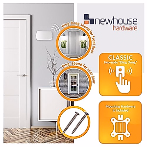 Newhouse Hardware CHM24V White 24-Volt Wired Doorbell Chime | Electrical Door Bell for Homes | Hard-Wired Door Chimes with Front Door Ding-Dong and Rear Tone | Home Improvement Electrical Equipment